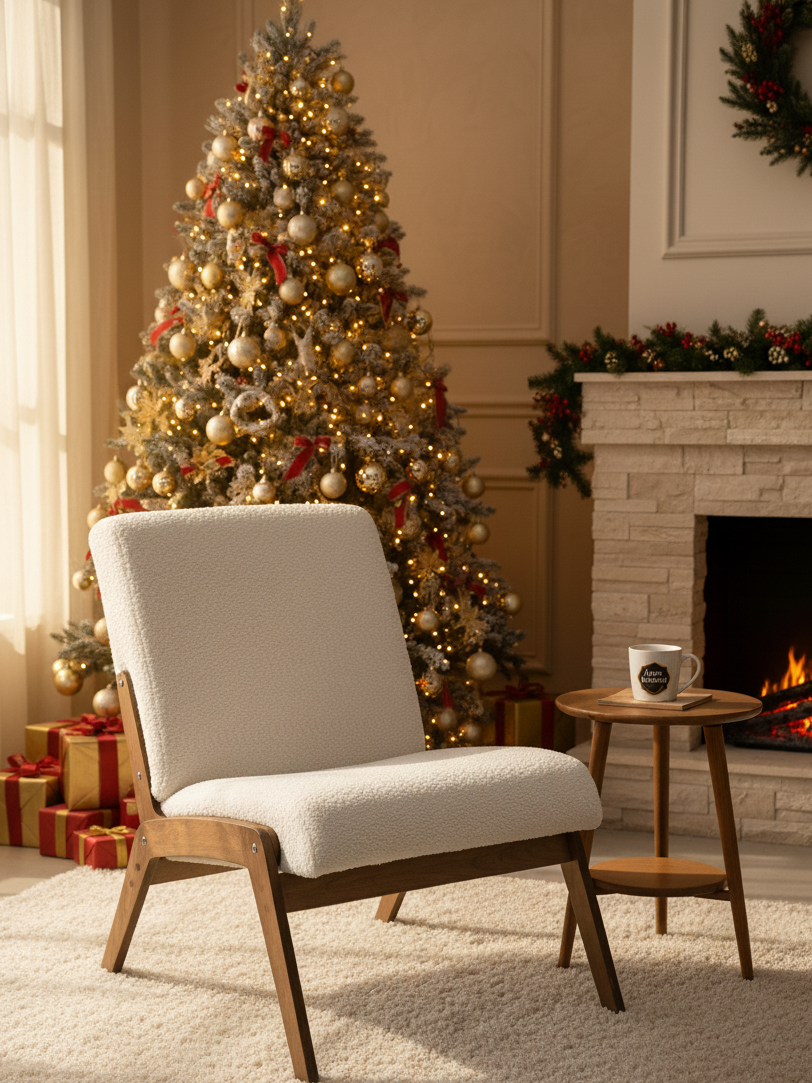 Кресло для отдыха "левита" от "Мягкой Посадки" без подлокотников, обивка белое букле