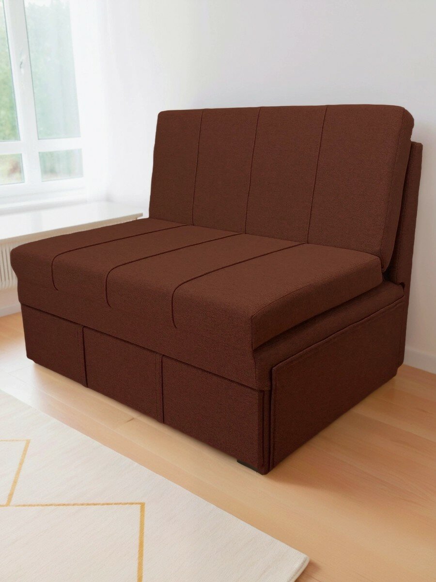 Диван-кровать "Престиж 100", без подлокотников, выкатной, с ящиком для белья, ткань, кирпичный