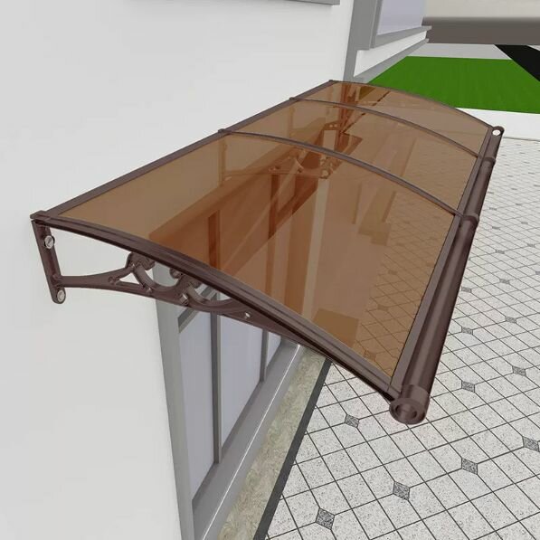 Навес для крыльца, 60*160 см, подходит для дверей/окон, черный кронштейн, коричневая поликарбонатная доска