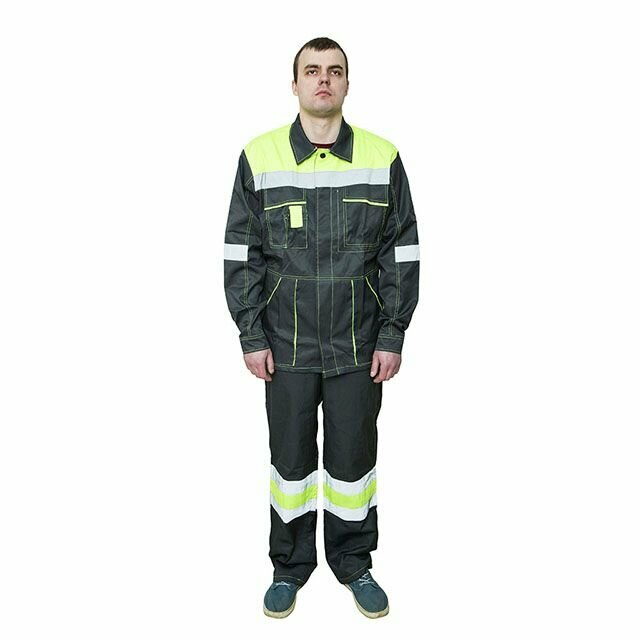 Костюм ИТР Профессионал ткань смесовая, цвет серый-салатовый BVR (Разм. 52-54 / Рост 182-188)