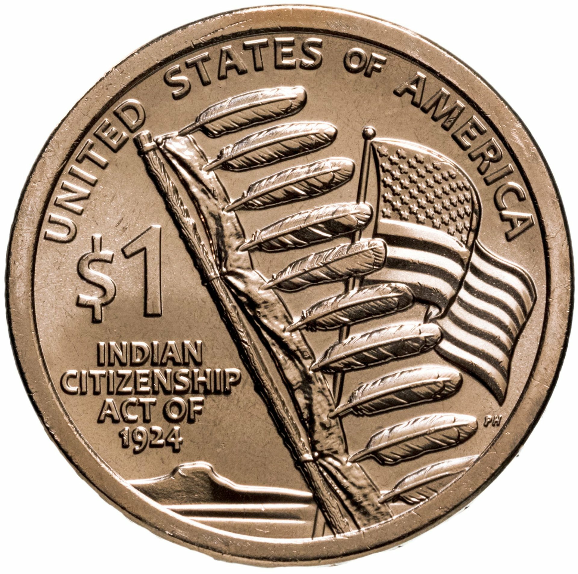 США 1 доллар dollar 2024 D "Коренные АмериканцыЗакон о гражданстве индейцев", Медь, в сохранности UNC