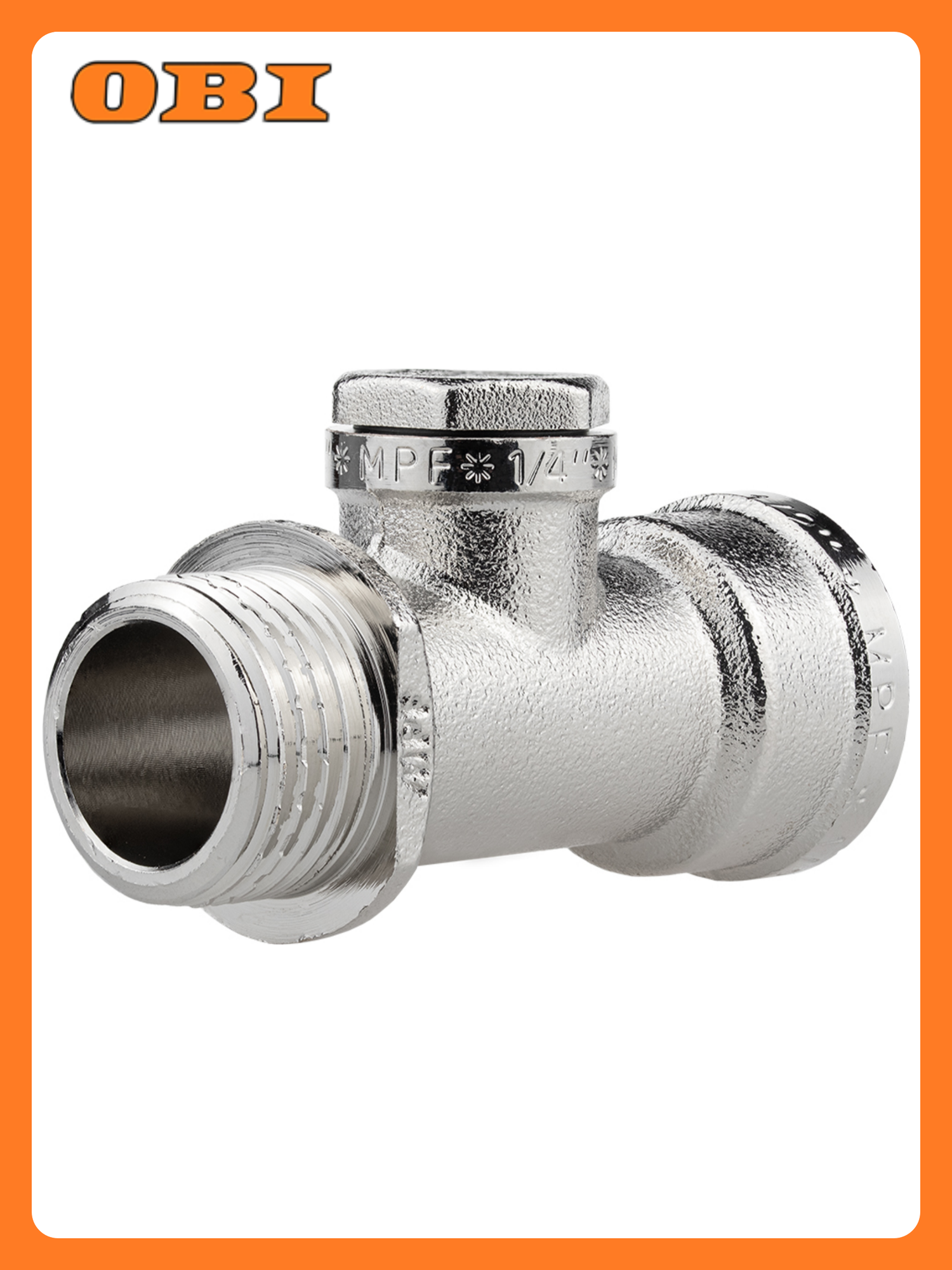 Тройник MPF, латунь CW617N, никелевое покрытие, 1/2", 1/4", 1/2"