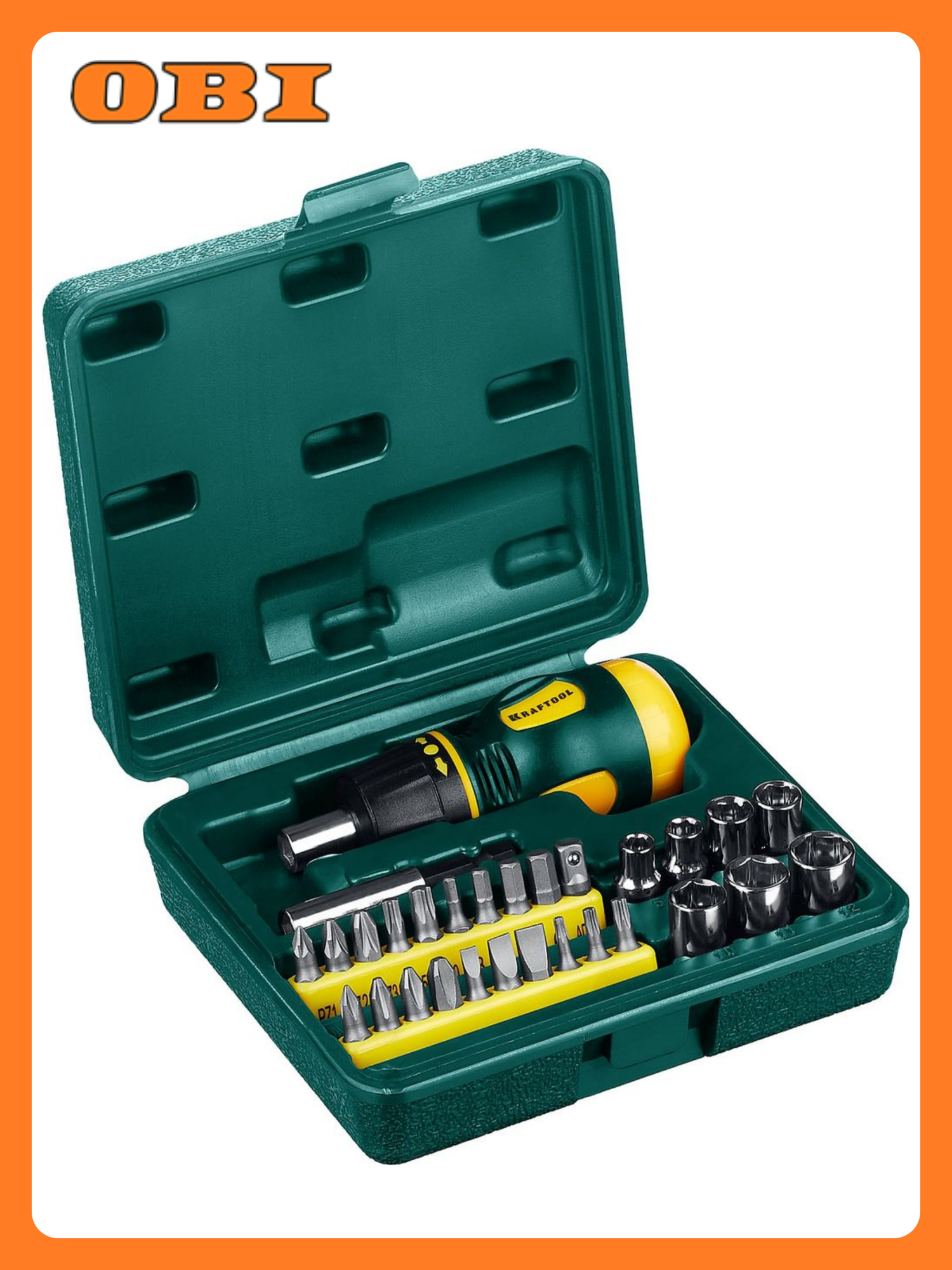 Набор отверток KRAFTOOL, реверсивный, 29 предметов, Cr-Mo, с кейсом