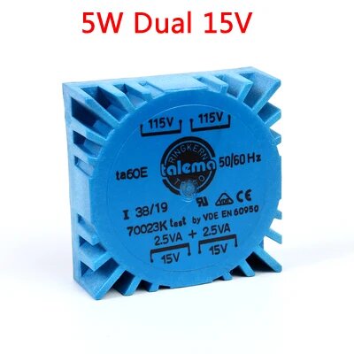 Clrich Talema 5W кольцевой трансформатор 7В 9В 12В 15В 18В 5W Dual 15V