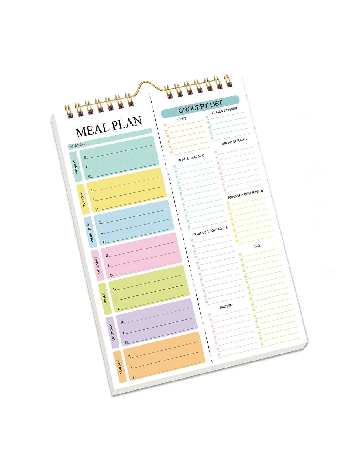 Блокнот для организации питания в прочном переплете на спиралях для кухонного холодильника