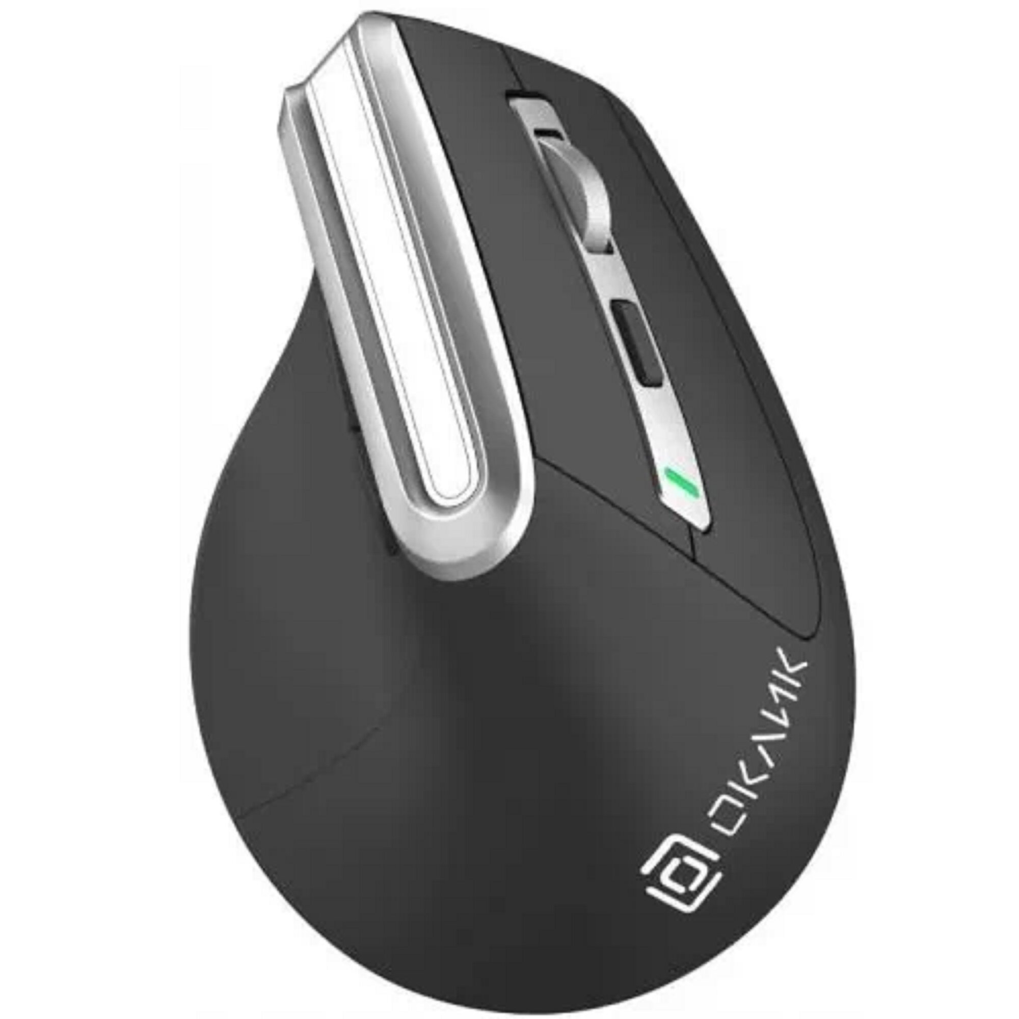 Мышь беспроводная Oklick 991MW, Bluetooth/Радио, вертикальная, оптическая, USB, USB-C, 2400dpi, серый