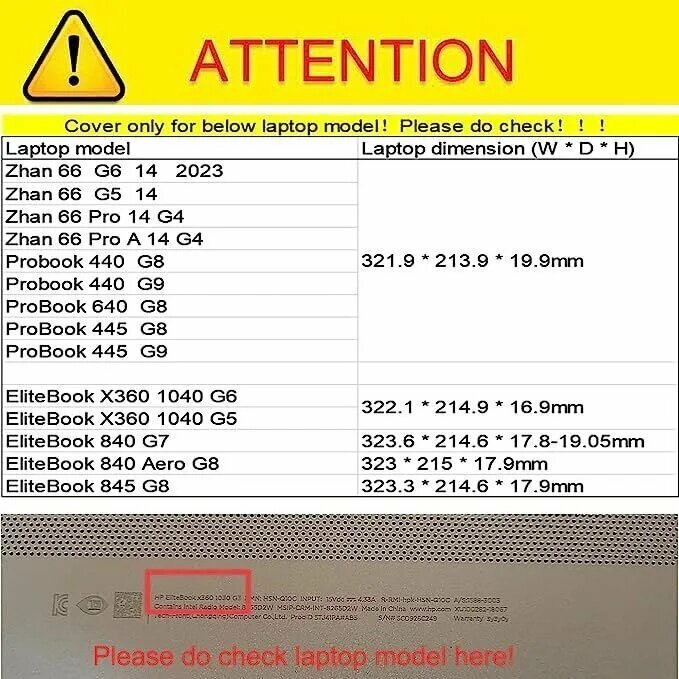 Чехол для ноутбука Hp Probook 440 G8 G9 640 445, Zhan 66 G6 G5 14" для EliteBook 1040 G5 G6 840 G7, серия Съемный чехол для ноутбука Защитная сумка для компьютера.(черный)