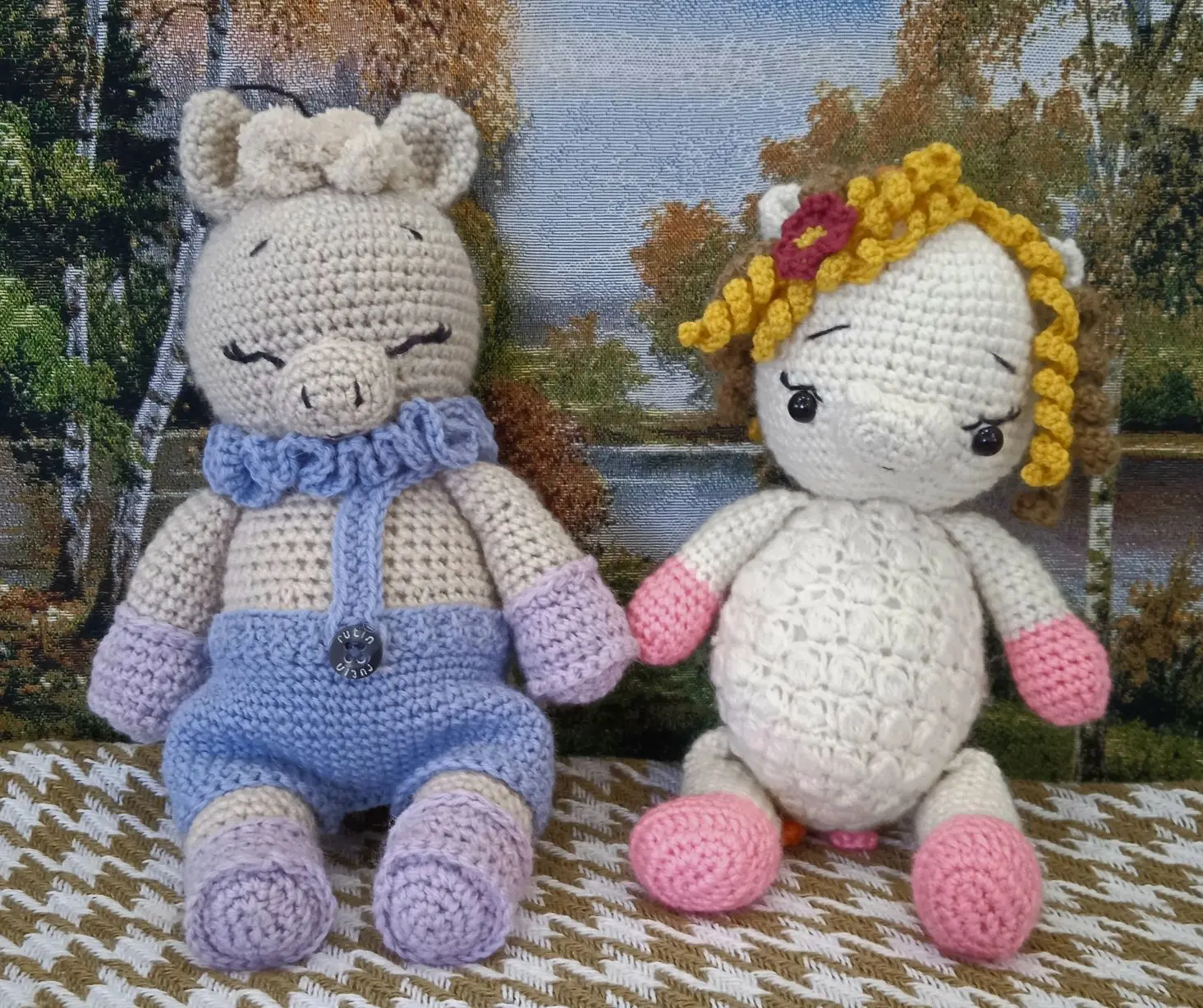 Мягкие вязаные игрушки. Набор лошадок. Символ Нового года. 25 см. Ручная работа.