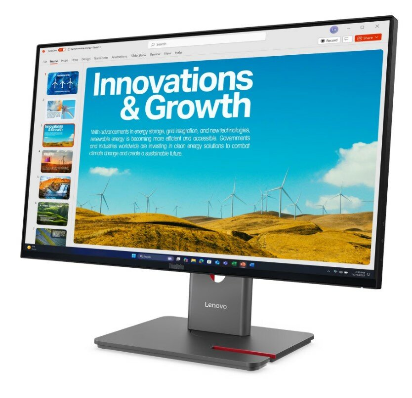 Монитор Lenovo 23,8" P24QD-40, 16:9, IPS, QHD, 4ms, 300cd, 120Hz, HDMI, DP, USB, USB-C, LAN, HAS