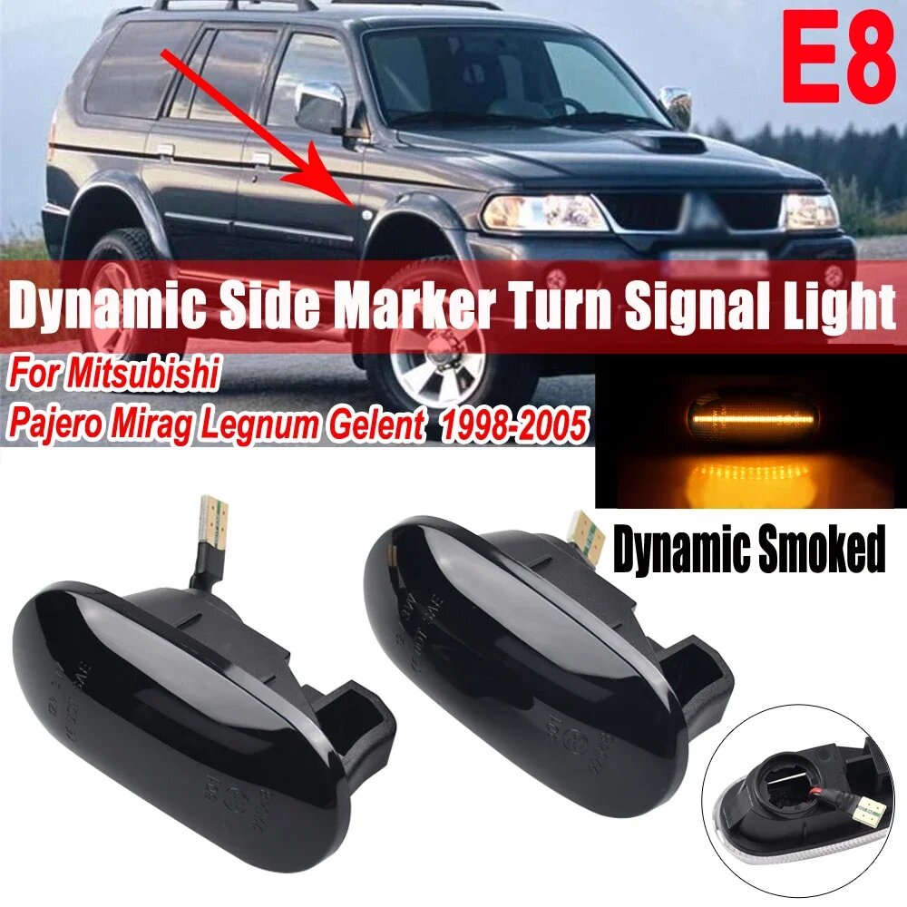 Динамический указатель поворота для Mitsubishi Pajero 1998-2005, Smoke Black