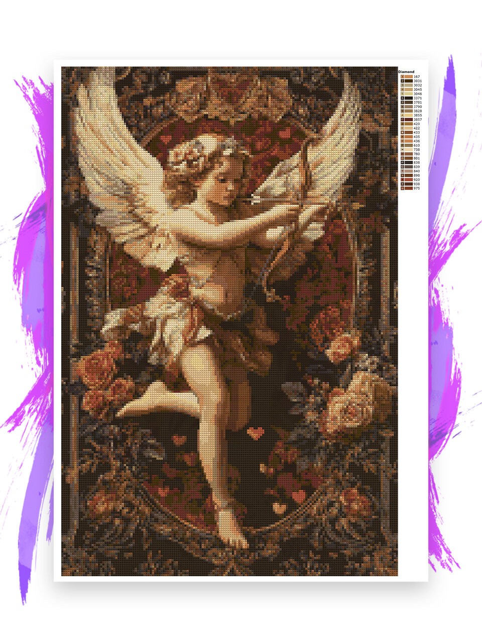 Алмазная мозаика без подрамника - вышивка Ангел любви 40 х 60 см