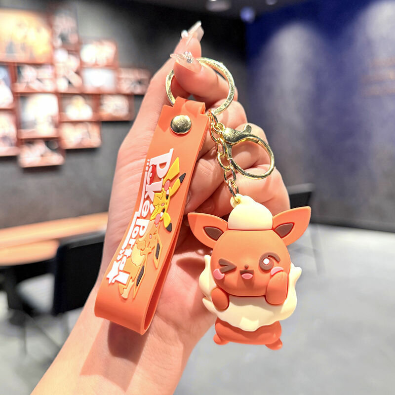 Брелоки с Пикачу, покемонами и семейством Иви, плюшевые игрушки, милые брелоки для рюкзаков, автомобильные брелоки