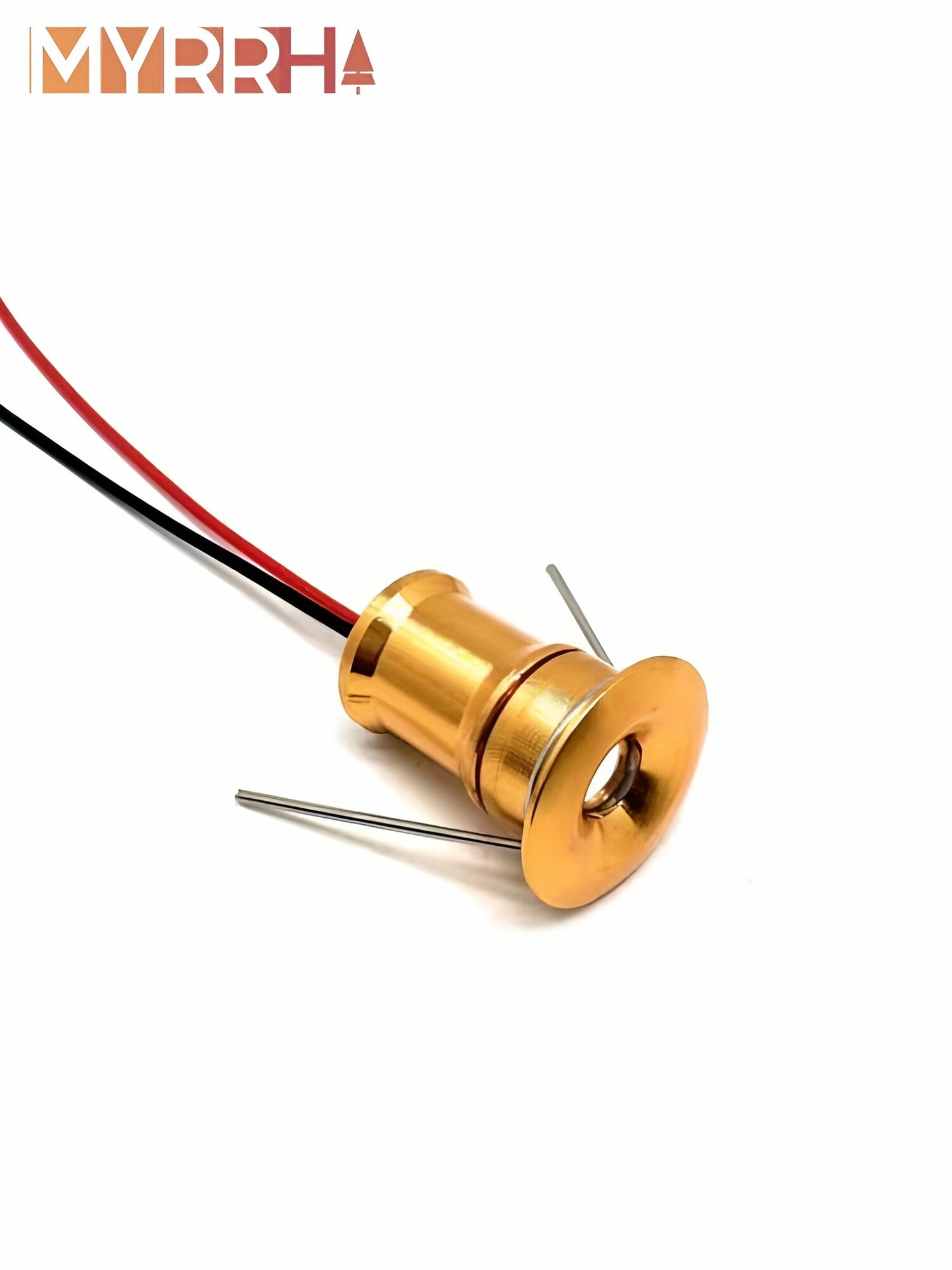Встраиваемый светодиодный мини светильник 12V, 1W, диаметр 15 мм, золотой