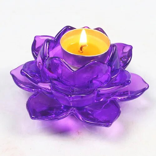 Хрустальный подсвечник лотоса Фиолетовый, purple