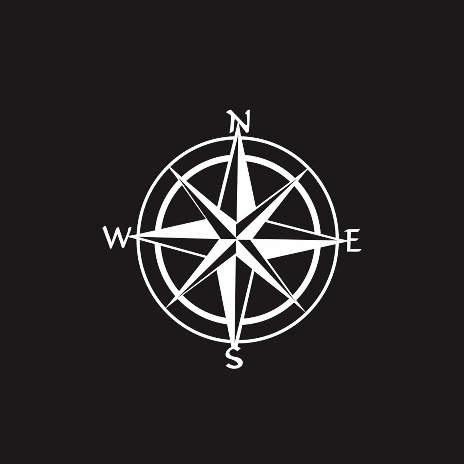 Навигационный компас виниловый декал для наклейки на автомобиль, грузовик, бампер, окно, гостинная, черный, белый, винил, 15x15cm, 1 штука