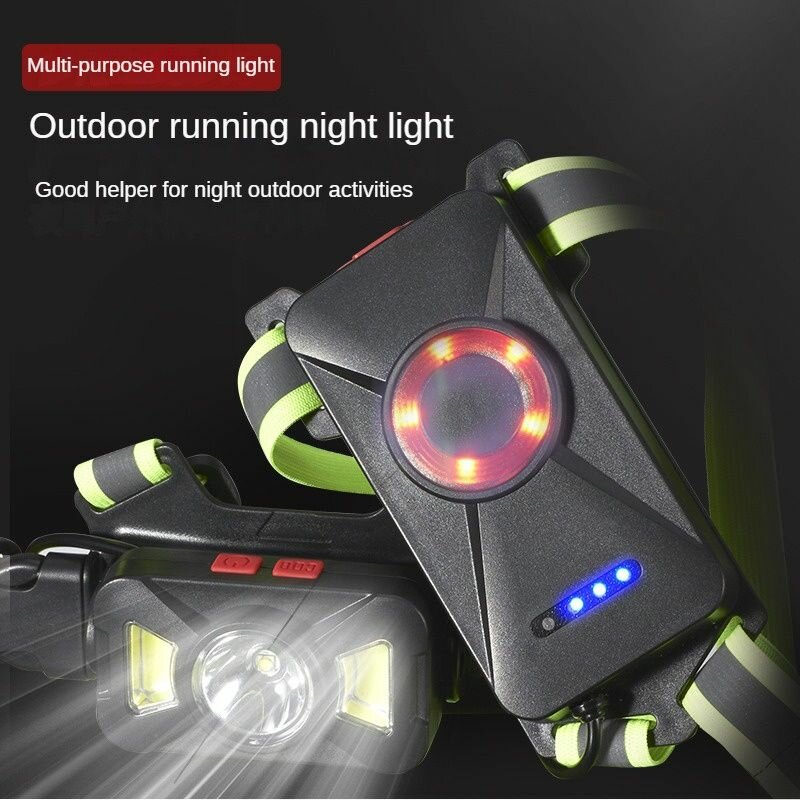 USB-нагрудный LED-фонарь для бега Сверхяркий водонепроницаемый свет, режим стробоскопа, аварийная сигнализация