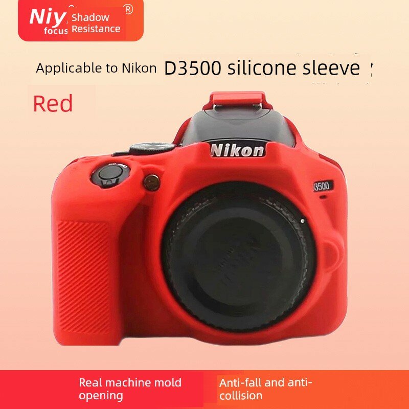Силиконовый чехол для камеры Nikon D3500 красный с закаленным стеклом защитный экран