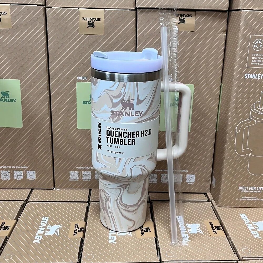 Термокружка с ручкой из нержавеющей стали Flowstate Quencher H2.0 40 OZ 1.18 л бежевая