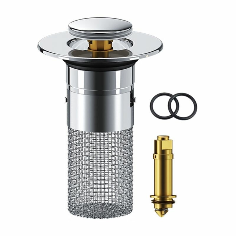 Эффективный и прочный сетчатый фильтр для раковины. Удобная надежная заглушка. Простая установка. Обеспечивает чистоту слива.