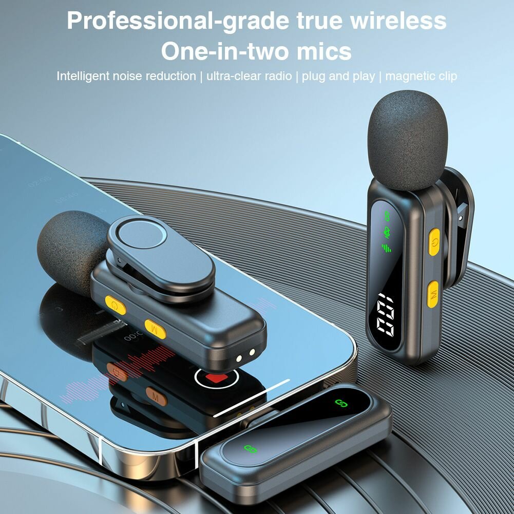 Беспроводной петличный микрофон 2 шт, мини для видео на Android iPhone