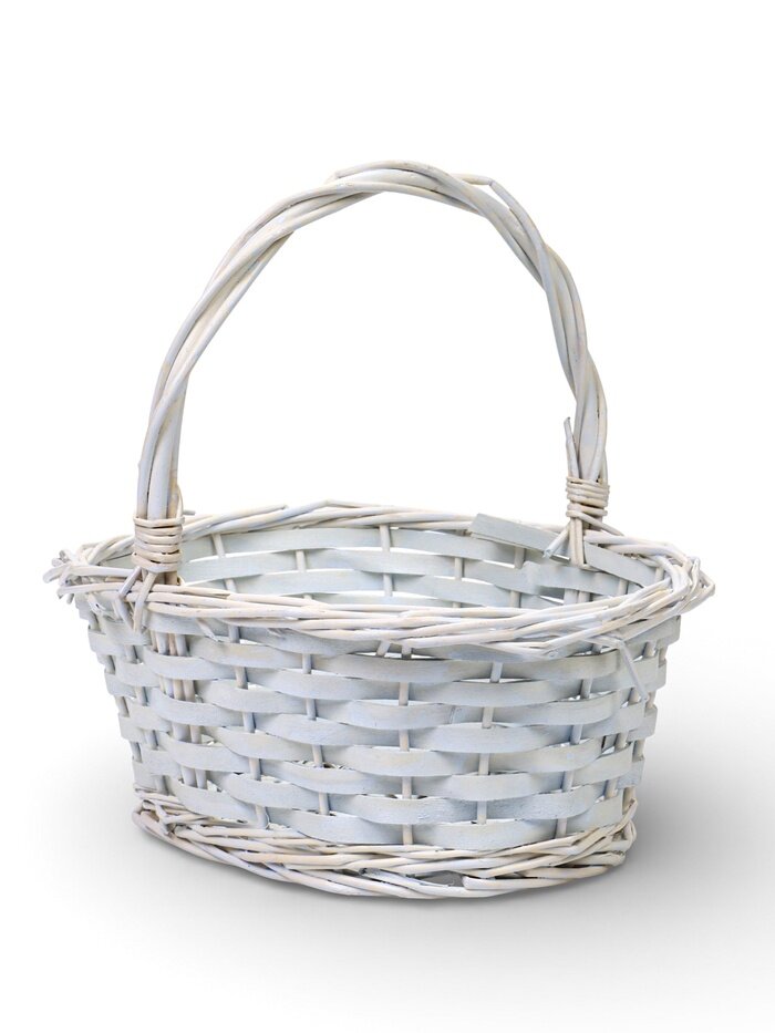 Корзина плетеная ива 28 х 20 х 11 см ручка 14 см, белый 10918308