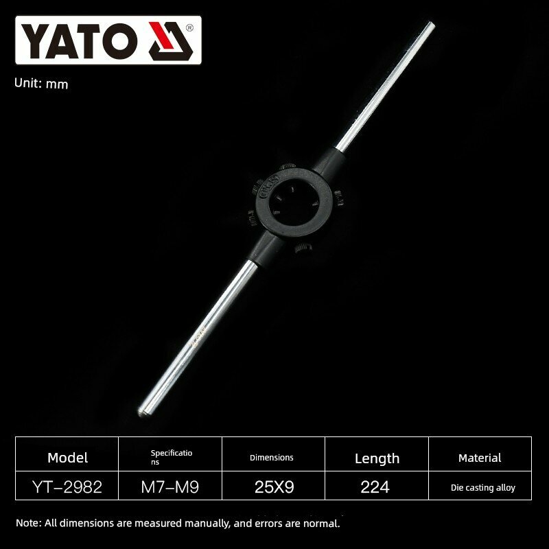 Ручной гаечный ключ YATO для резьбы M7-M9, длина 25 мм x диаметр 9 мм, набор YT-2982