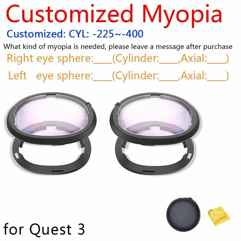 Для линз Quest 3 Близорукость Анти-синие антибликовые очки Магнитная оправа для очков VR Рецептурные линзы для аксессуаров Meta Quest 3