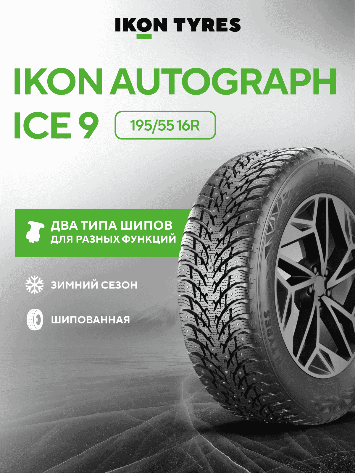 Шины Зимние шипованные Ikon Tyres Autograph Ice 9 185/65/R15