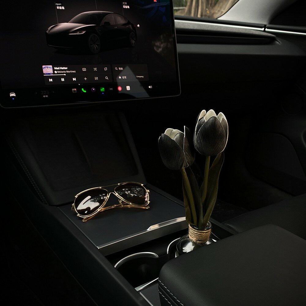 Подходит для украшений Tesla, подстаканник для центральной консоли в форме тюльпана, имитация букета, ваза, диспенсер