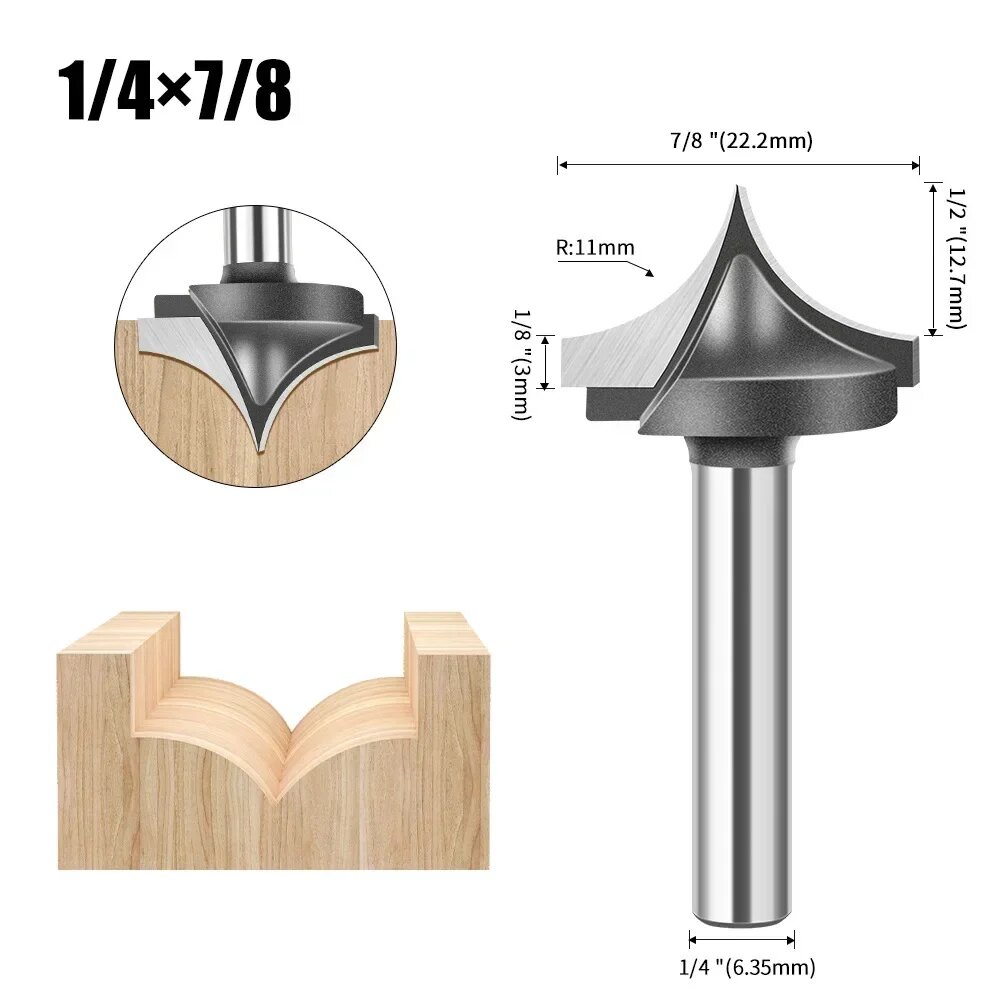 Фреза твердосплавная 1/4"x7/8" R:11mm, Cutting Edge Length: 04