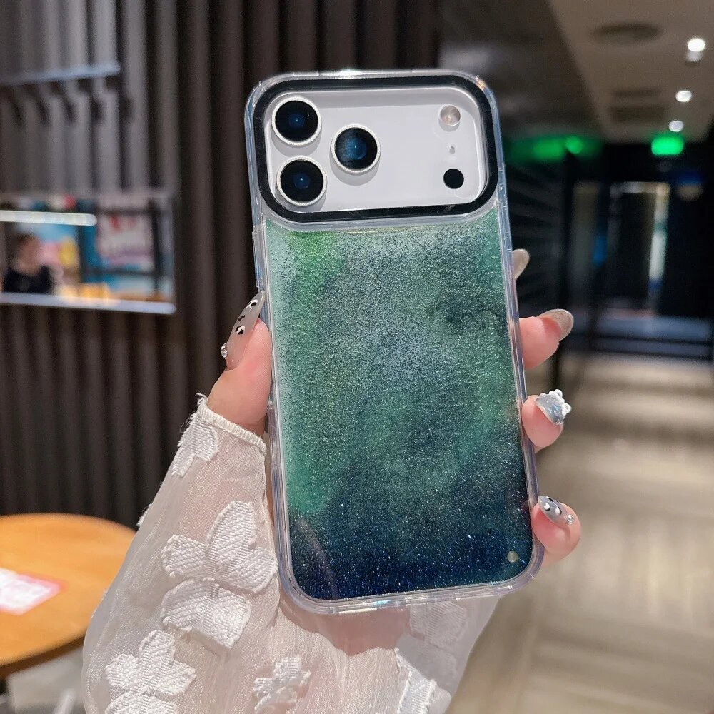 Прозрачный чехол для телефона Quicksand для iPhone 17 Pro Max 12, 13, 14, 15, 16 Pro Max 16 Plus 17, противоударный силиконовый чехол с воздушным блеском
