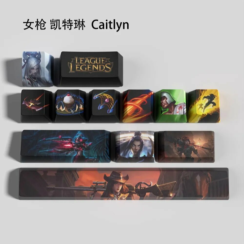 Комплект кейкапов для темы League of Legends / PBT Keycaps 12 Клавиш / Caitlyn