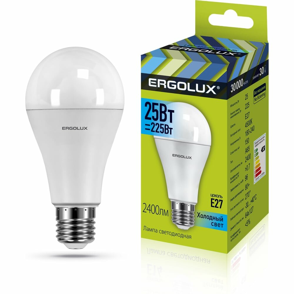 Светодиодная лампа Ergolux LED-A65-25W-E27-4K