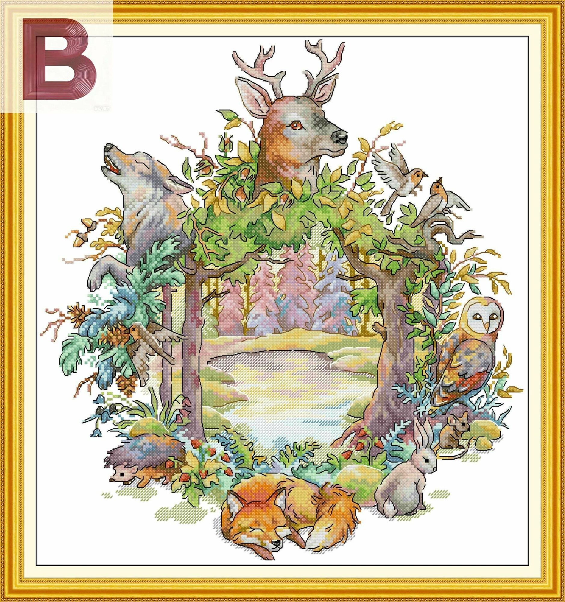 NKFвышивка крестом наборы, Схема на 11CT "Лесной венок",51*54CM