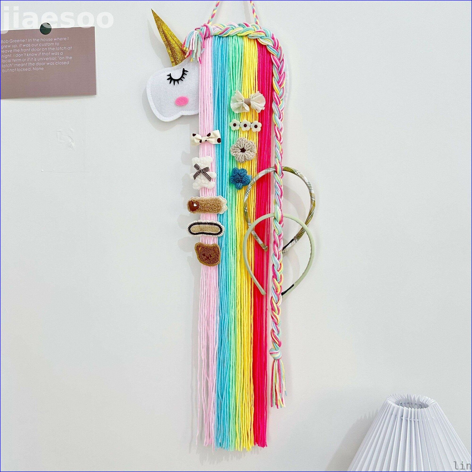 Милый настенный держатель для заколок в форме единорога, необычный настенный держатель для заколок для украшения детской комнаты, экономия места, подарок для девочек