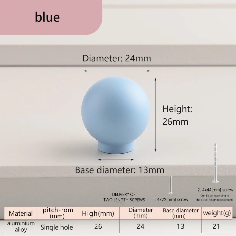 Ручка для шкафа TOPNIKE, алюминиевая, синяя D018-blue knob