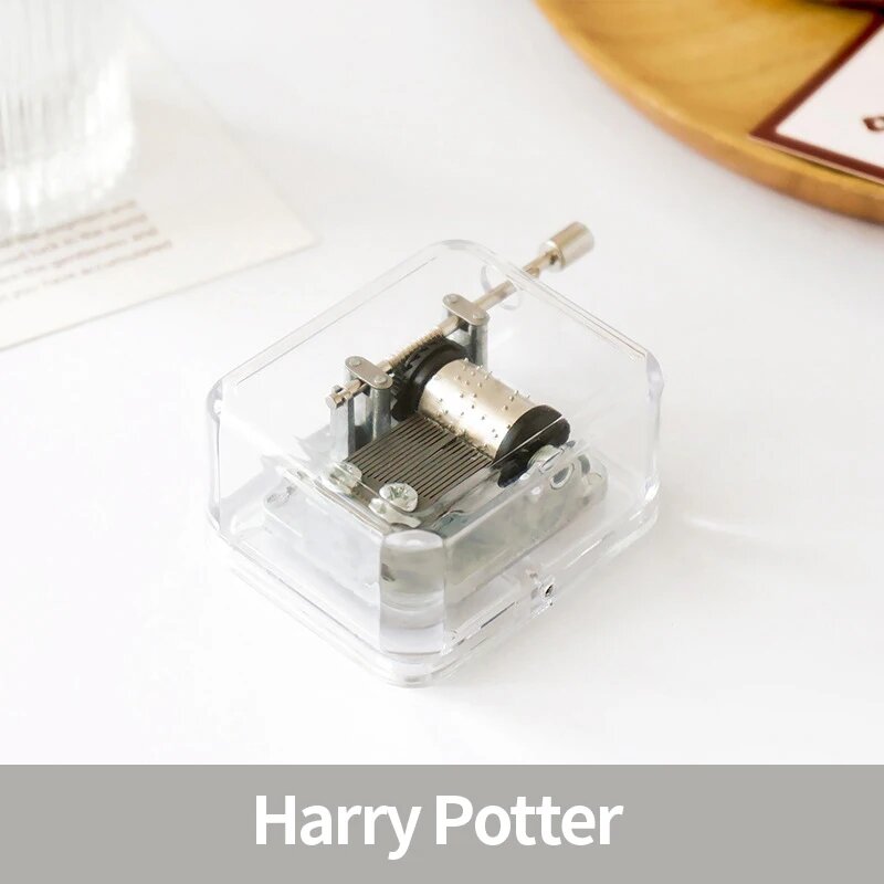 1 шт. мини-креативная акриловая музыкальная шкатулка с ручным заводом, октавная коробка с металлическим механизмом, прозрачный подарок на день рождения, День святого Валентина, Новый год