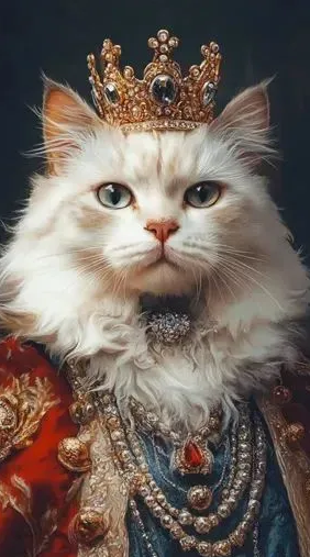 Алмазная Картина "Кошки: Серый Британский Кот С Короной" 5D Круглый Бриллиант 40x50См.