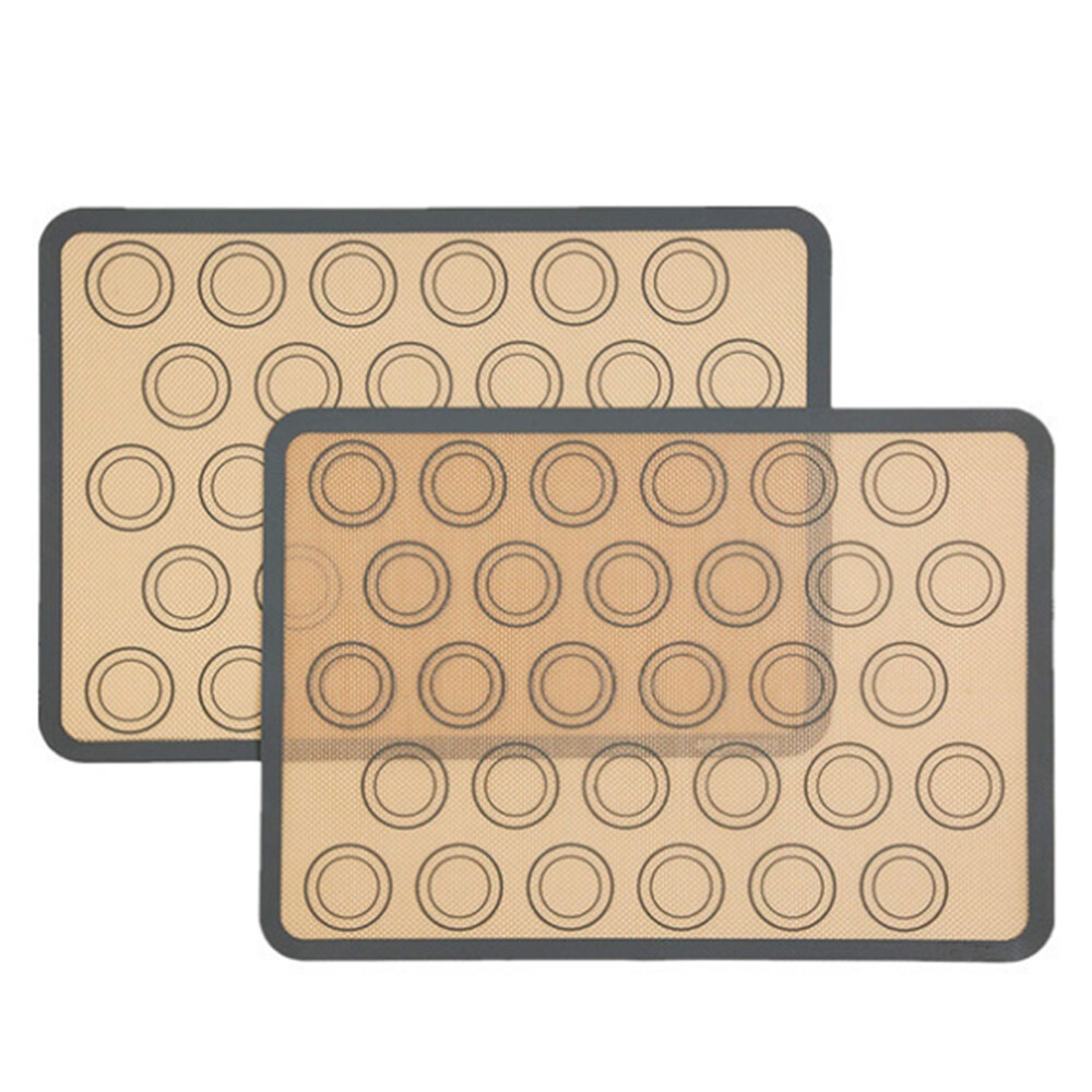 2Pcs Grey Silicone Macaron Baking Mat Non-Stick Heat-resistant Oven Pastry Dessert Sheet 420*295mm Home Kitchen Baking Tools