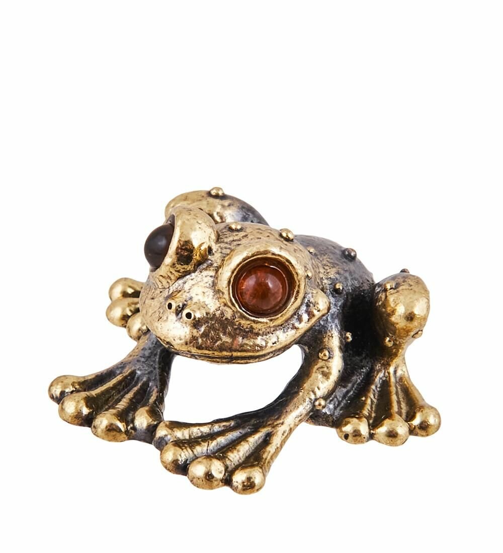 Фигурка Лягушка Амазонская (латунь, янтарь) A2182061 Народные промыслы, бронзовый
