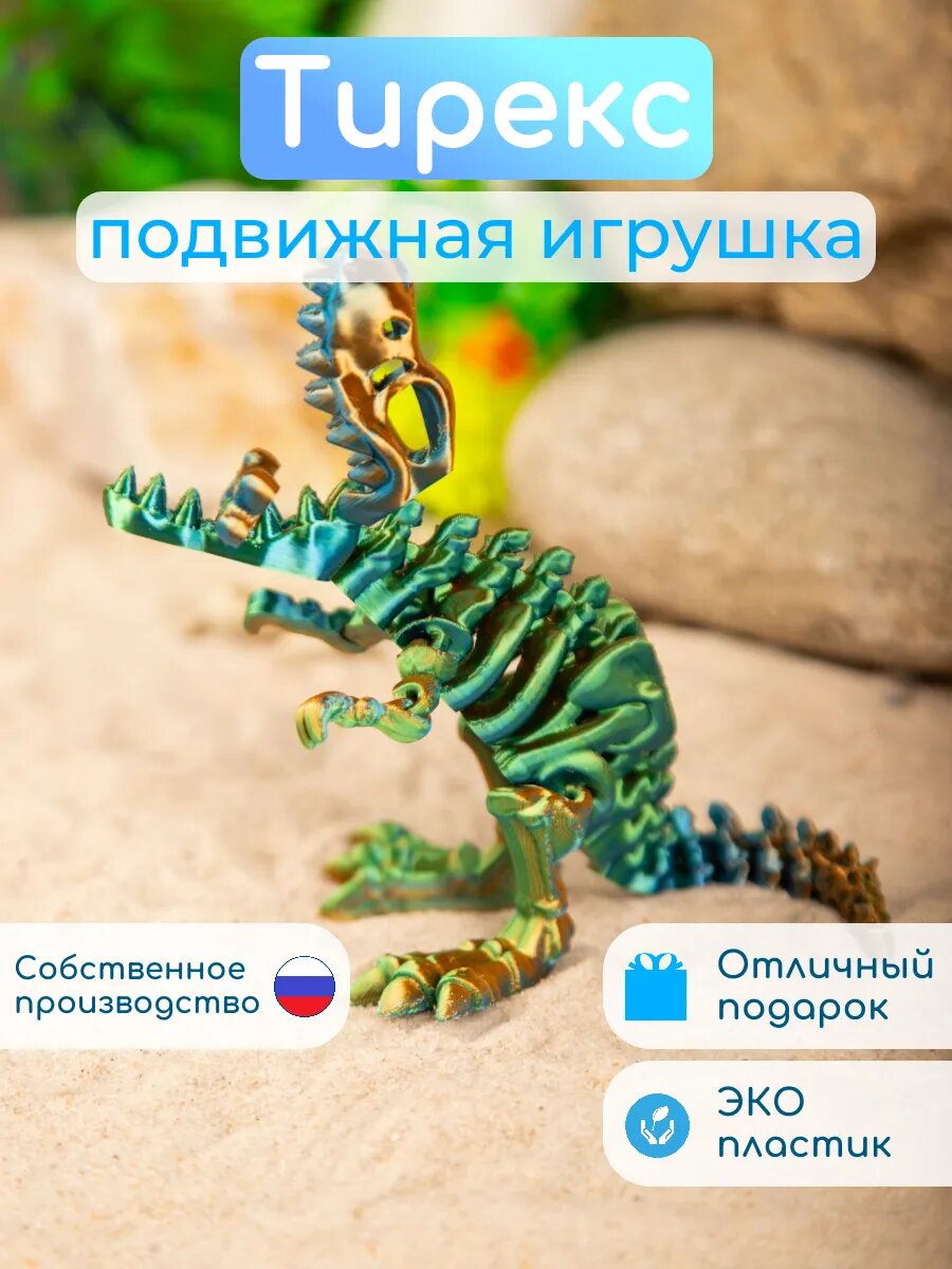 Динозавр Тираннозавр Тирекс подвижный 3D игрушка антистресс