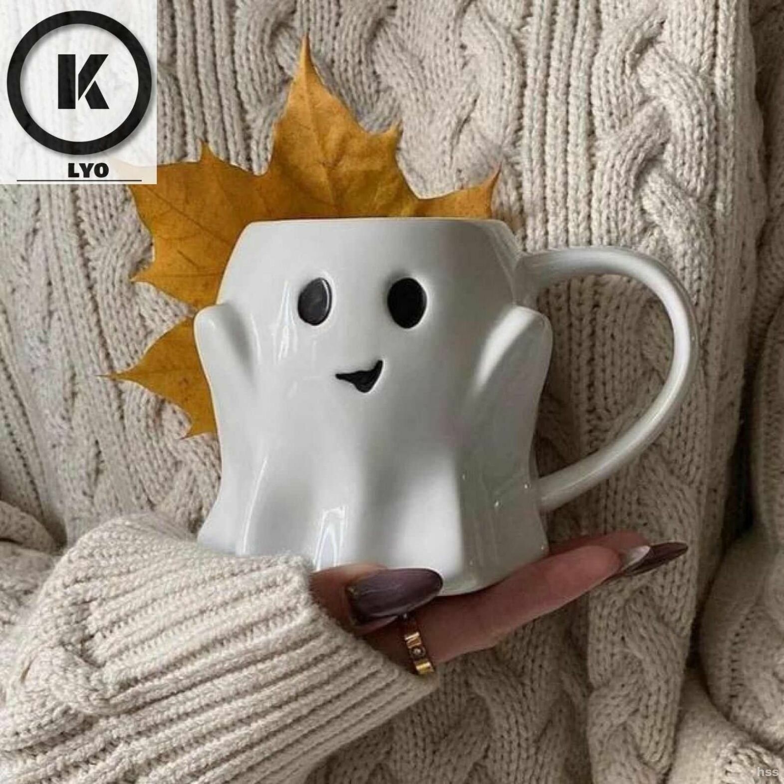 Эксклюзивная фигурная кружка 440 мл Привидение для чая кофе керамическая Peach