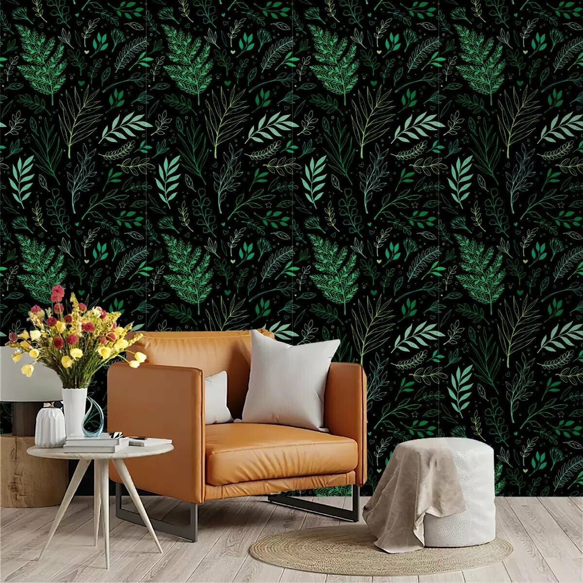 Виниловые Обои Brangdy Green Leaf, PVC, самоклеящиеся, 3 м x 45 см