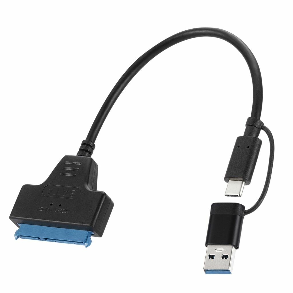 Кабель-адаптер Type C + USB 3.0 с двумя разъемами на SATA