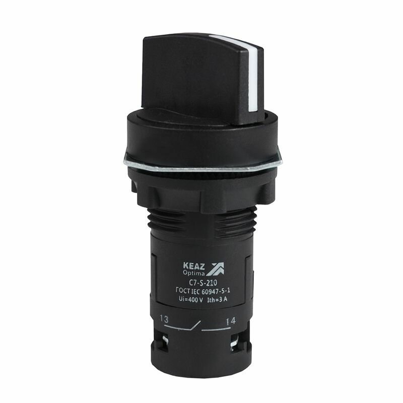 Переключатель 2 положения OptiSignal Compact D22 С7-S-210 черн. 1НО XB7ND21 КЭАЗ 362133