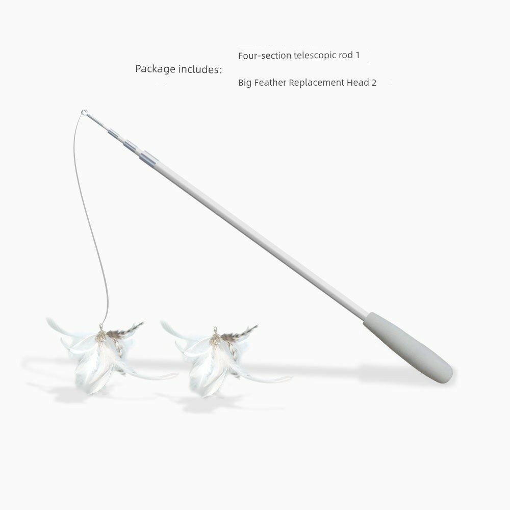 Длинная палочка для дратья кошек, длинная удочка, выдвижная удочка для кошек, 4 секции 1.8m сменная головка с перьями