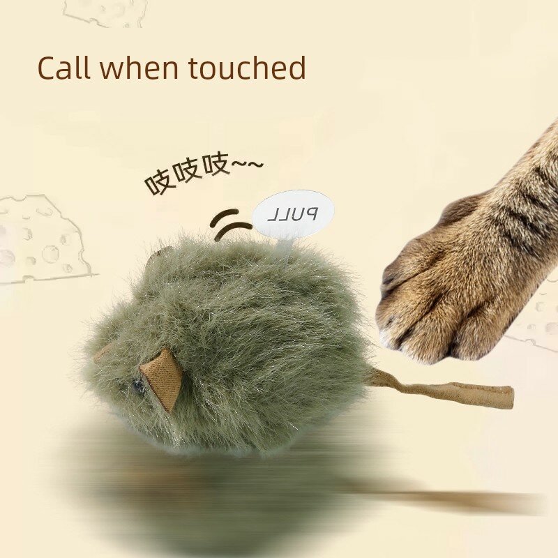 Игрушка для кошек — пищащая мышка с умным датчиком, звук появляется при касании, плюшевая реалистичная мышка, игрушка