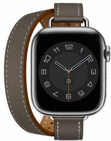 Тонкий двойной ремешок для часов из натуральной кожи для iWatch Ultra Series 8 7 6 5 4 3 2 SE, серый,38mm,40mm,41mm