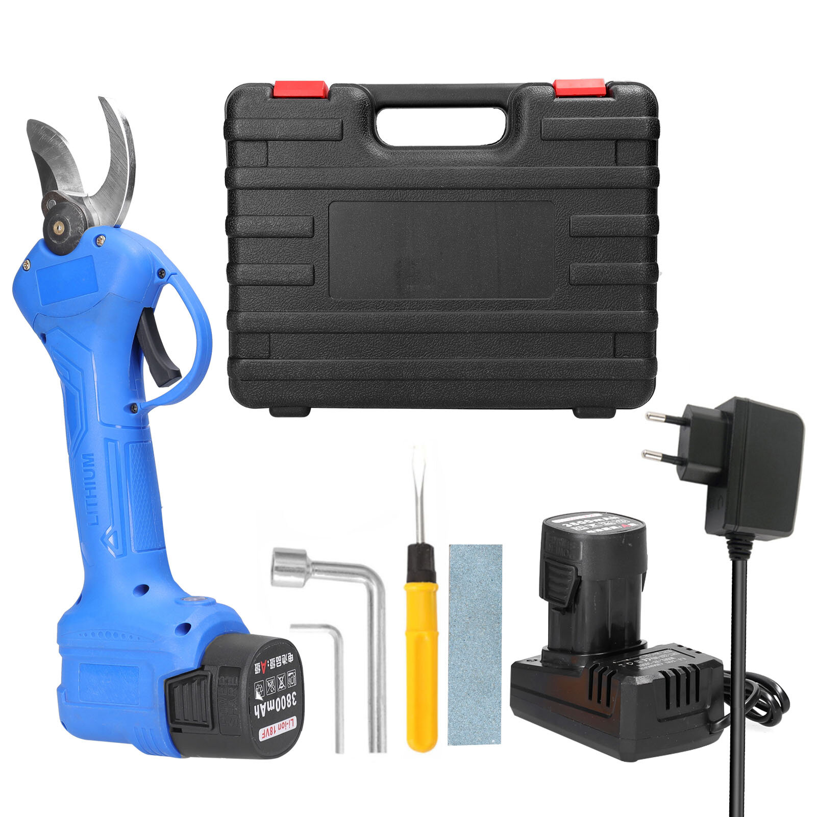 16.8V Бесшумный Электрический Пилорам Проводной Мотор 25мм Инструмент для Обрезки Деревьев Бonsaевветвей Ландшафтный Инструмент 2 Заряжаемых Аккумулятора 6000mAh 100W 500W AC110-220V -10℃-65℃