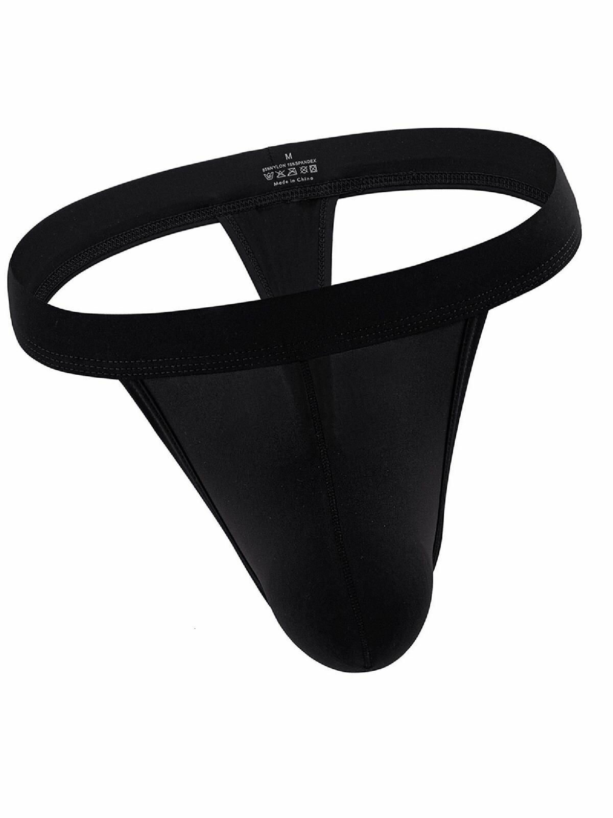Мужские трусики-стринги-черные-XL